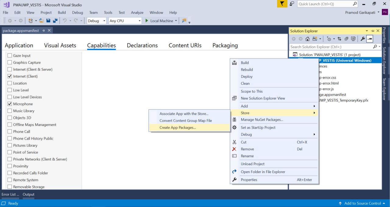 How to Convert Kony PWA into UWP (Windows 10)