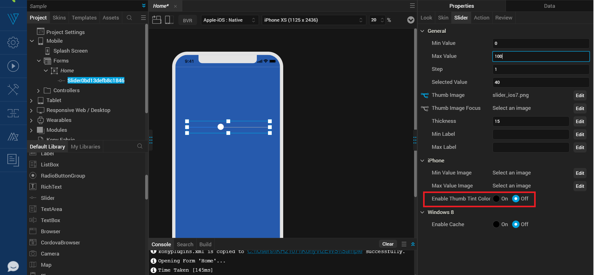 Slider Widget Issue in iOS