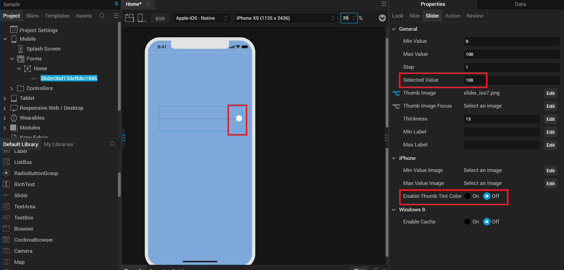 Slider Widget Issue in iOS
