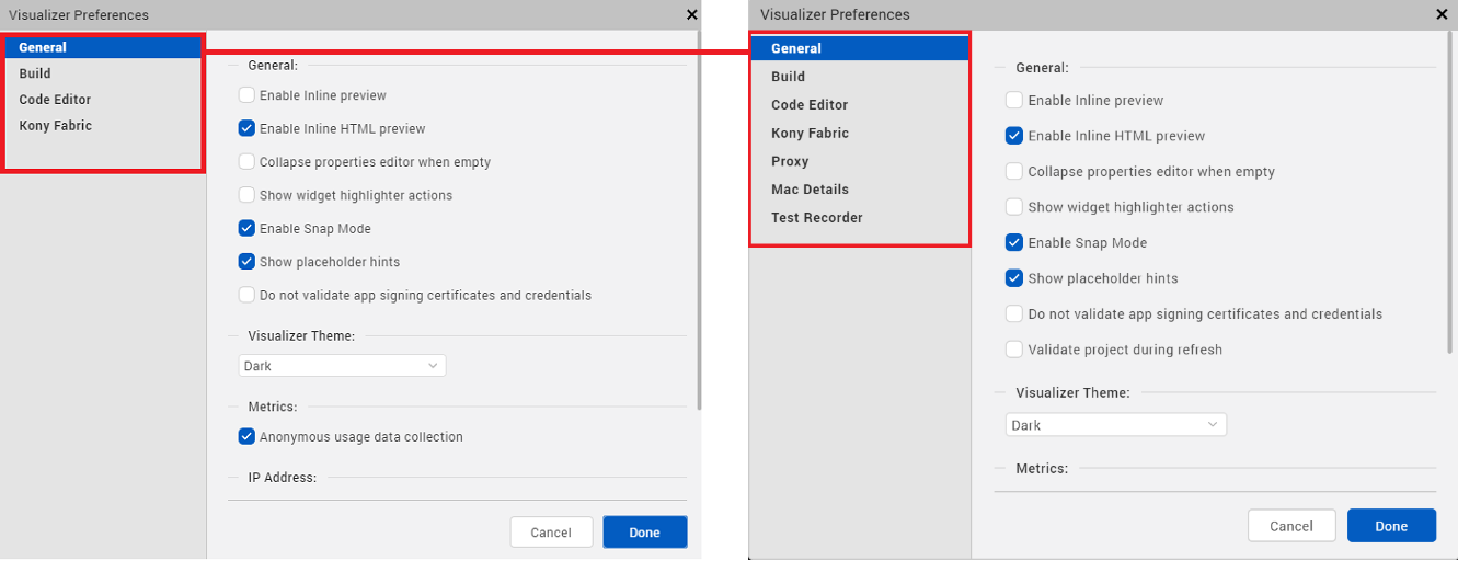 Comparing UI - Visualizer V8 and V9