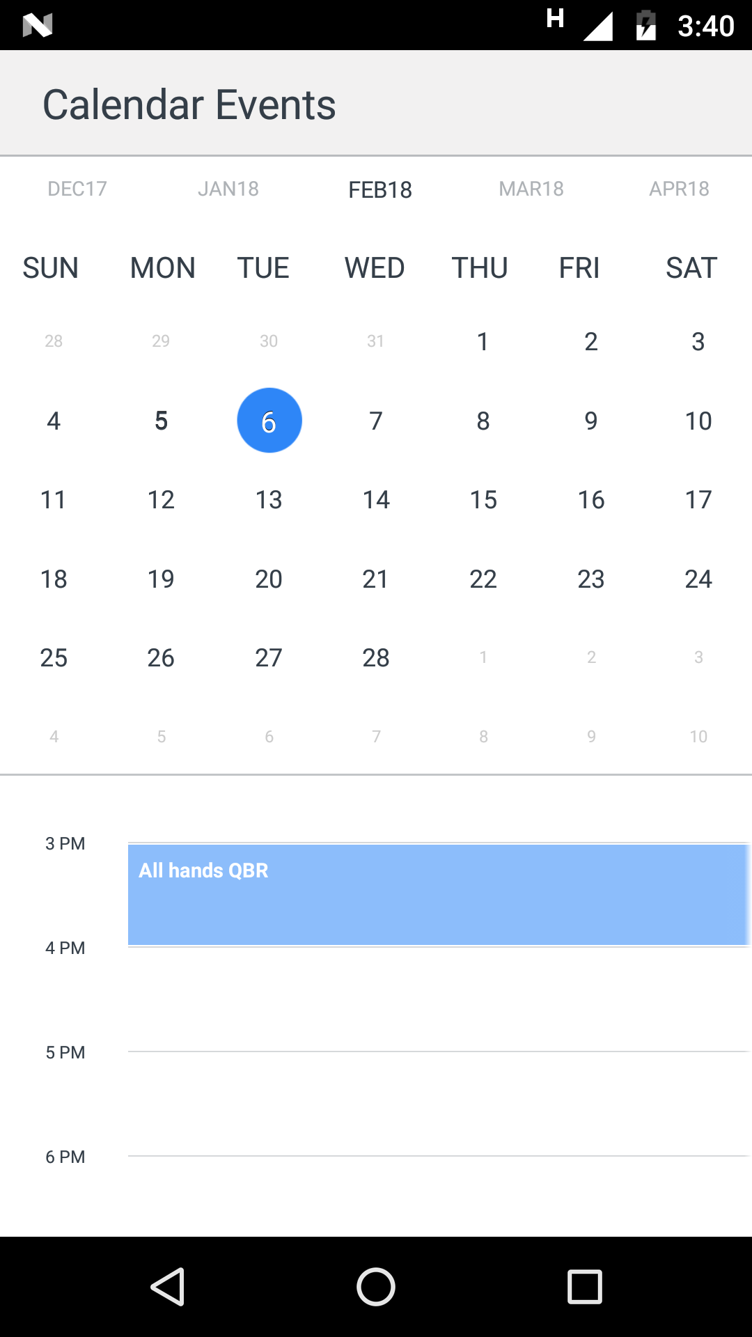 Android Calendar Events App using FFI