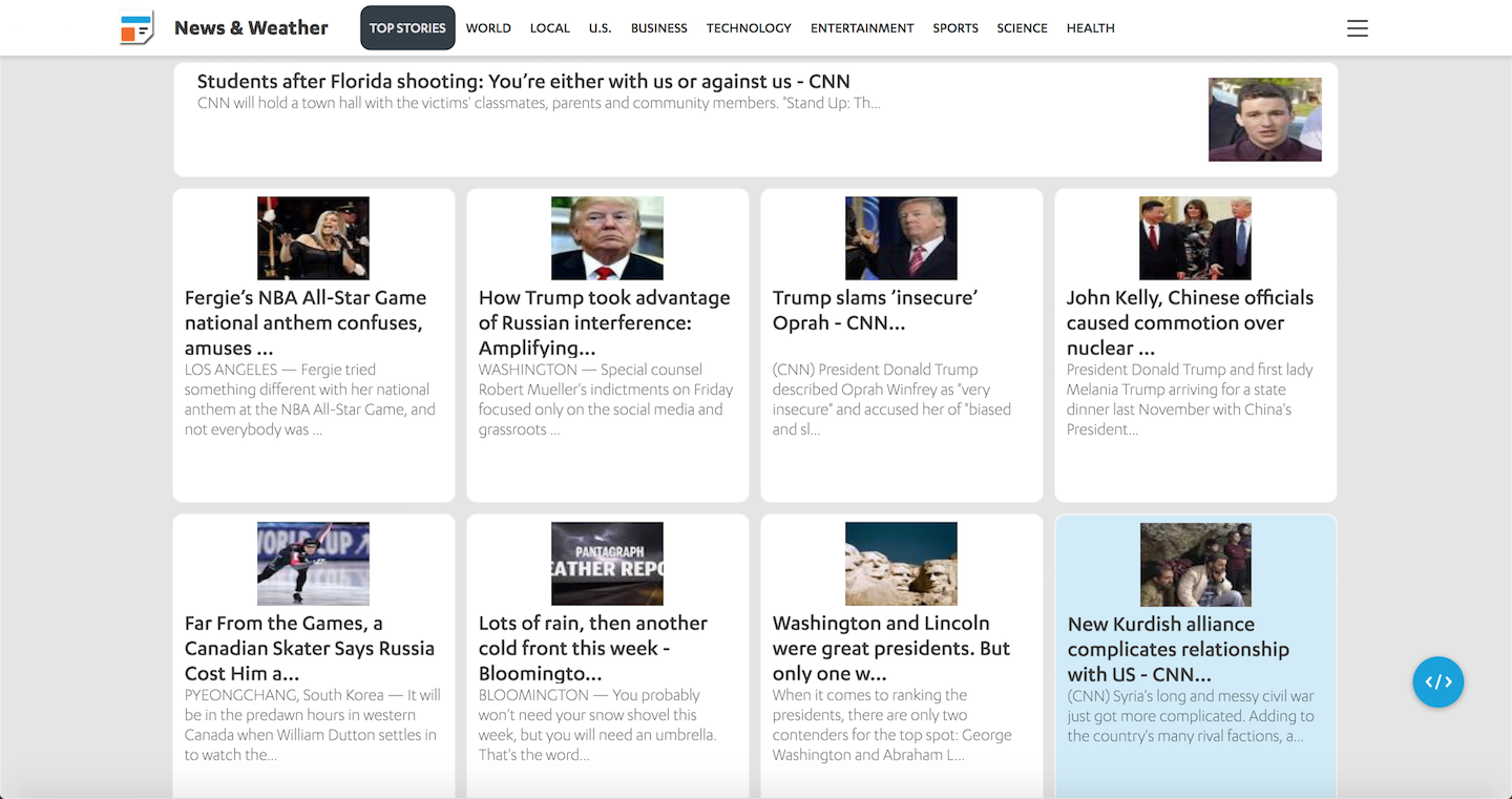 News and Weather Desktop Web Sample App