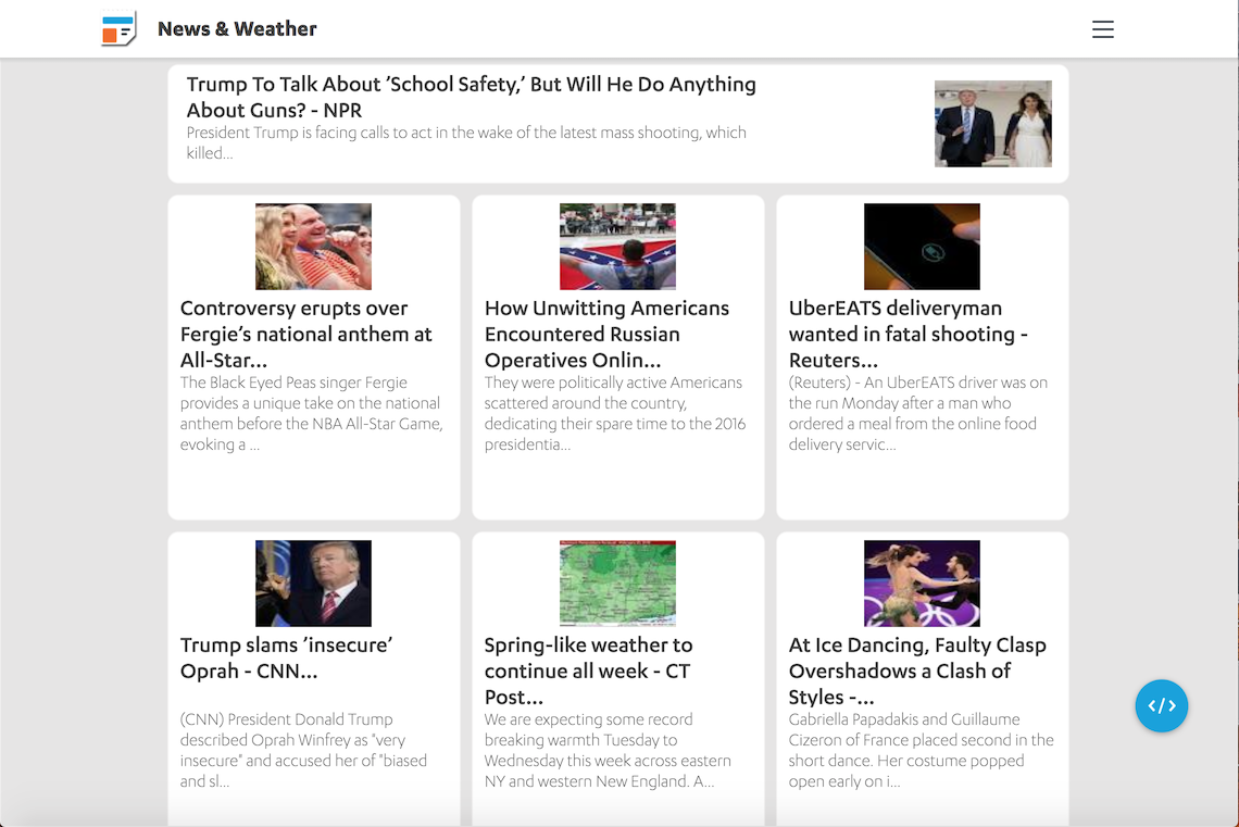 News and Weather Desktop Web Sample App