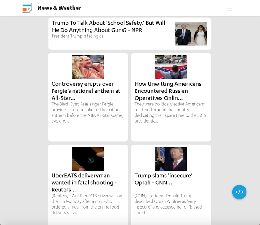 News and Weather Desktop Web Sample App