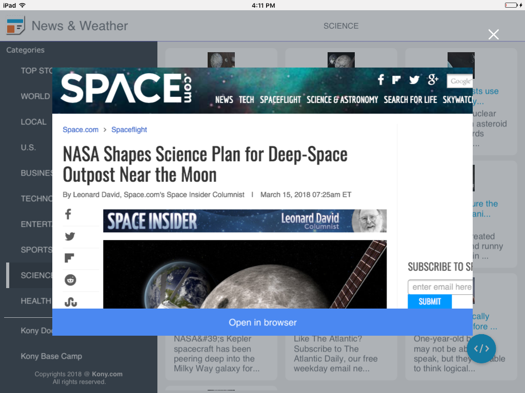News and Weather Tablet Sample App