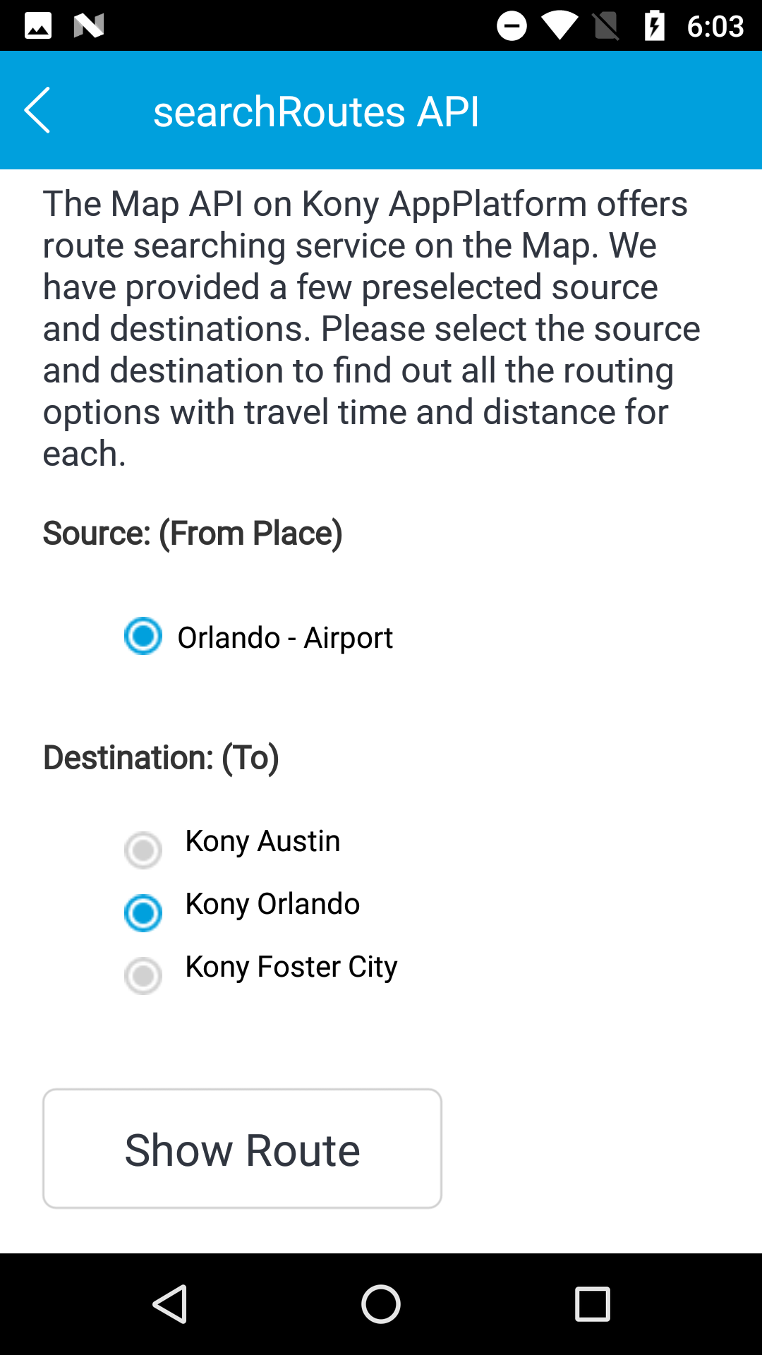 Kony Maps Feature App