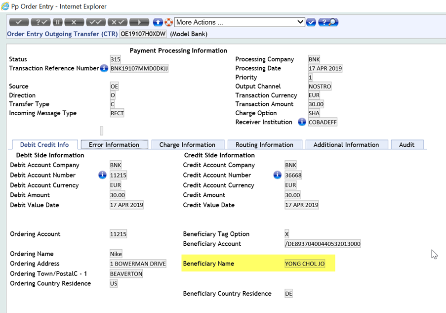 How to:Screening TPH Transactions from T24 on FCM