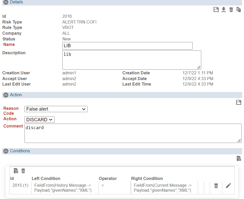 How to setup Vbot Rule with Payload fields matching condition