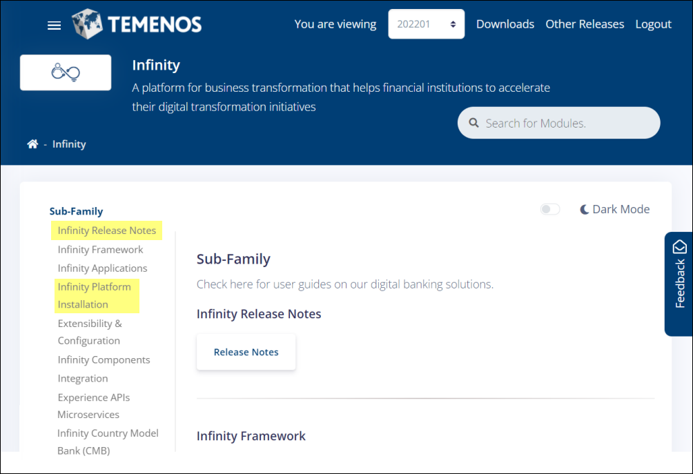 Infinity Release Notes and Installation Guide