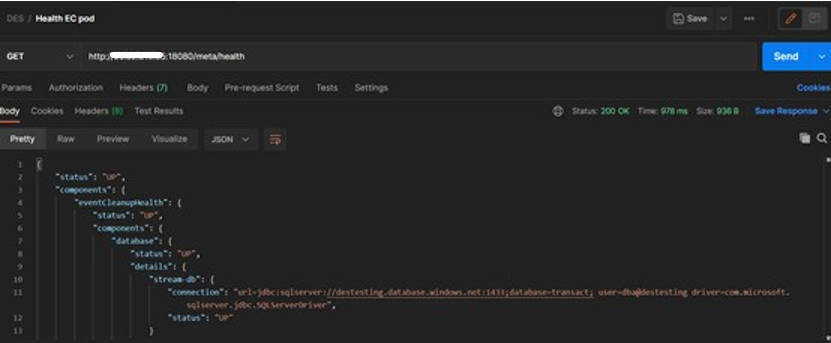 DES Health check API